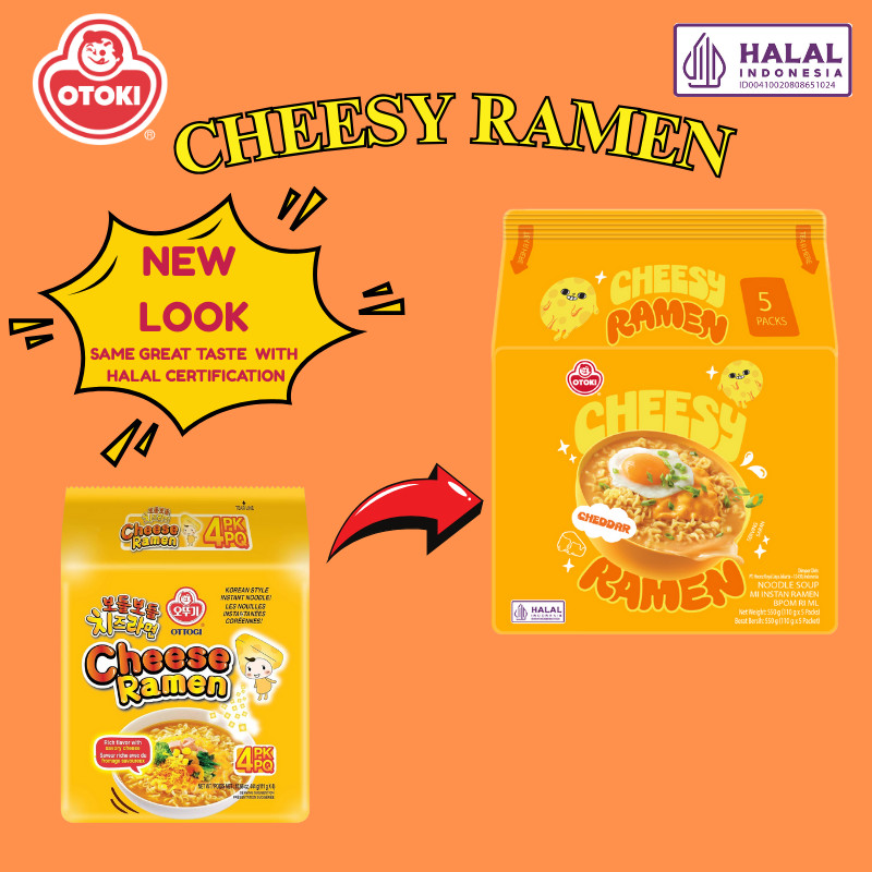 KOREA Ottogi Cheese Ramen Multipack (4x111G) / Halal Otoki Cheesy ...