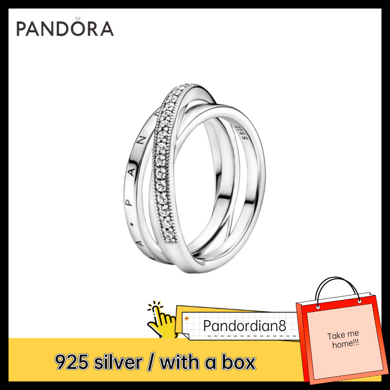 PANDORA 100% S925 Sterling Silver (with box) for women Crossover Pavé ...