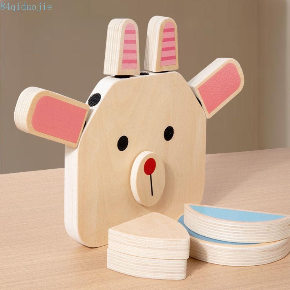 QIDUOJIE Wooden Face Changing Blocks, Jigsaw Toys Interactive 3D Animal ...