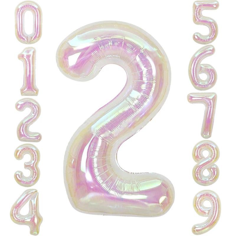 40inch Transparent Iridescent Number Balloons Transparent Large Foil ...