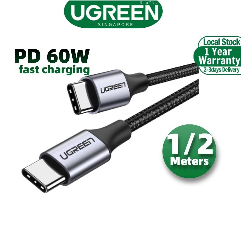 UGREEN 60W USB C to USB Type C Cable USB-C Fast Charge Data Line USBC Type-C PD Phone 1 Meter ...