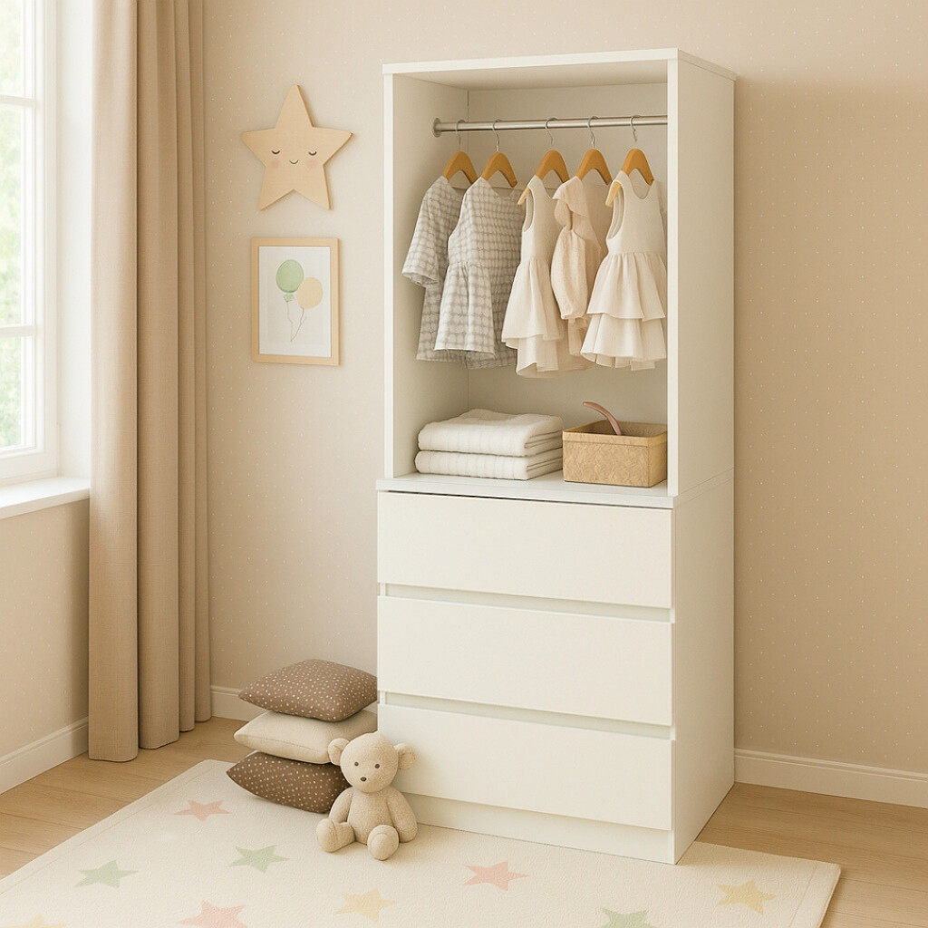LOFT LIVING VESTA 3 Drawers Kids Open Wardrobe-almari baju budak ...