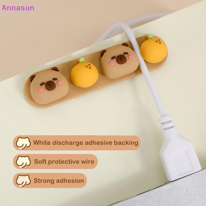 Annasun 2pcs Cute Capybara Cable Clip Adhesive Wire Holder Organizer ...