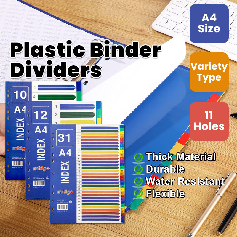 10Q 11 holes PP Plastic Index Divider for Binder Office Stationery File ...