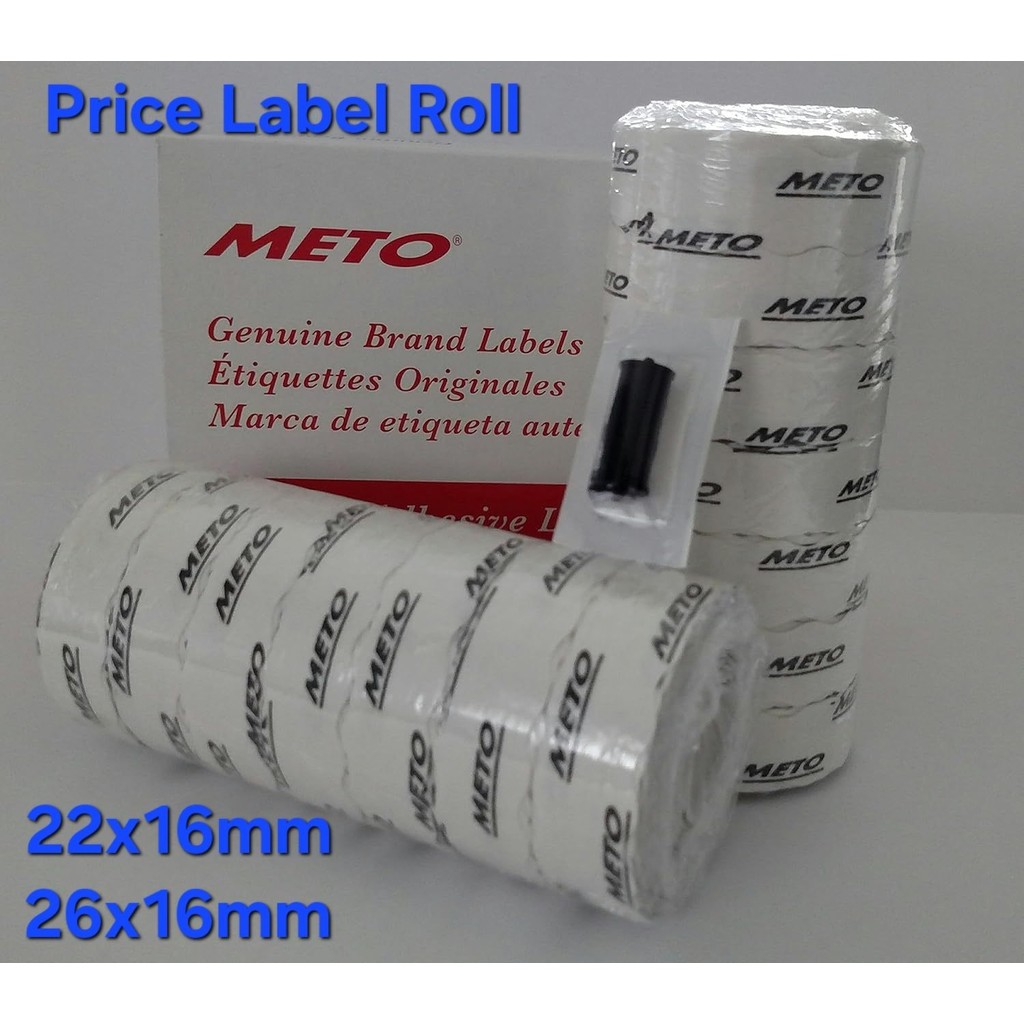 Meto Proline Price Label Roll Labeller 22x16mm 26x16mm or Ink Roller ...
