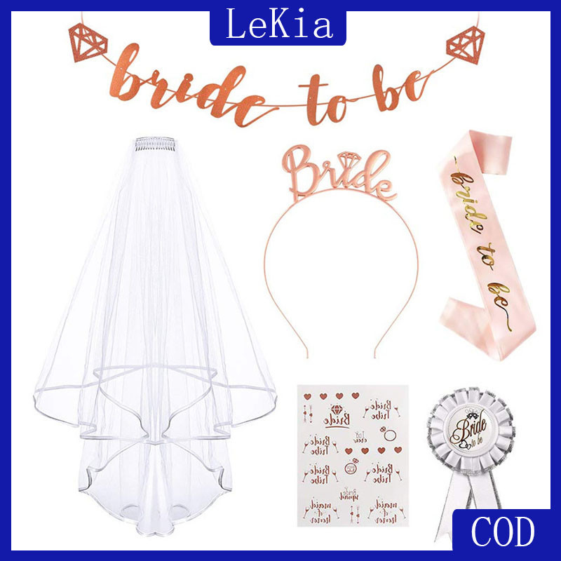 3/6Pcs Bride to be Bridal Theme Decoration Kit Bridal Veil Sash Tiara ...