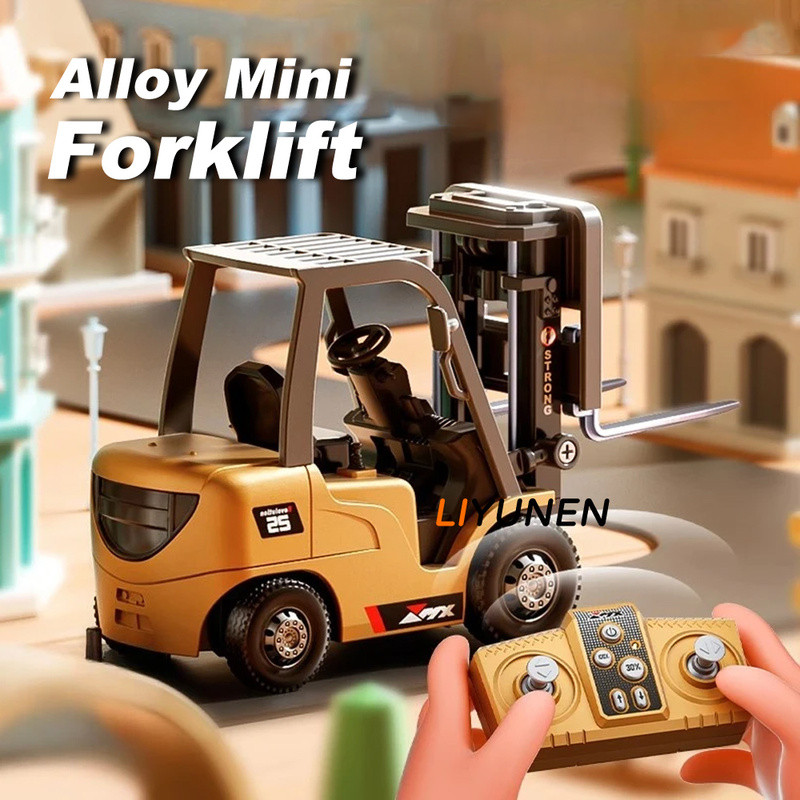 1:64 MINI RC Alloy Forklift Desktop Remote Control Engineering Vehicle ...