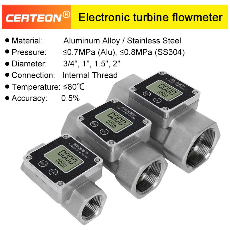 Turbine Flow Meter Stainless Steel Electronic Turbine Flowmeter Digital ...