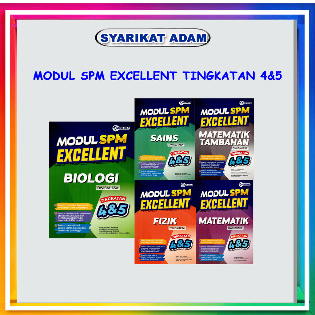 [ADM] BUKU LATIHAN SPM : MODUL SPM EXCELLENT TINGKATAN 4&5 | Shopee ...