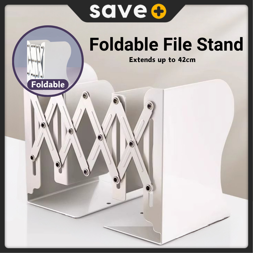 SAVE Adjustable File Stand Expandable Metal Book Holder Foldable Book ...