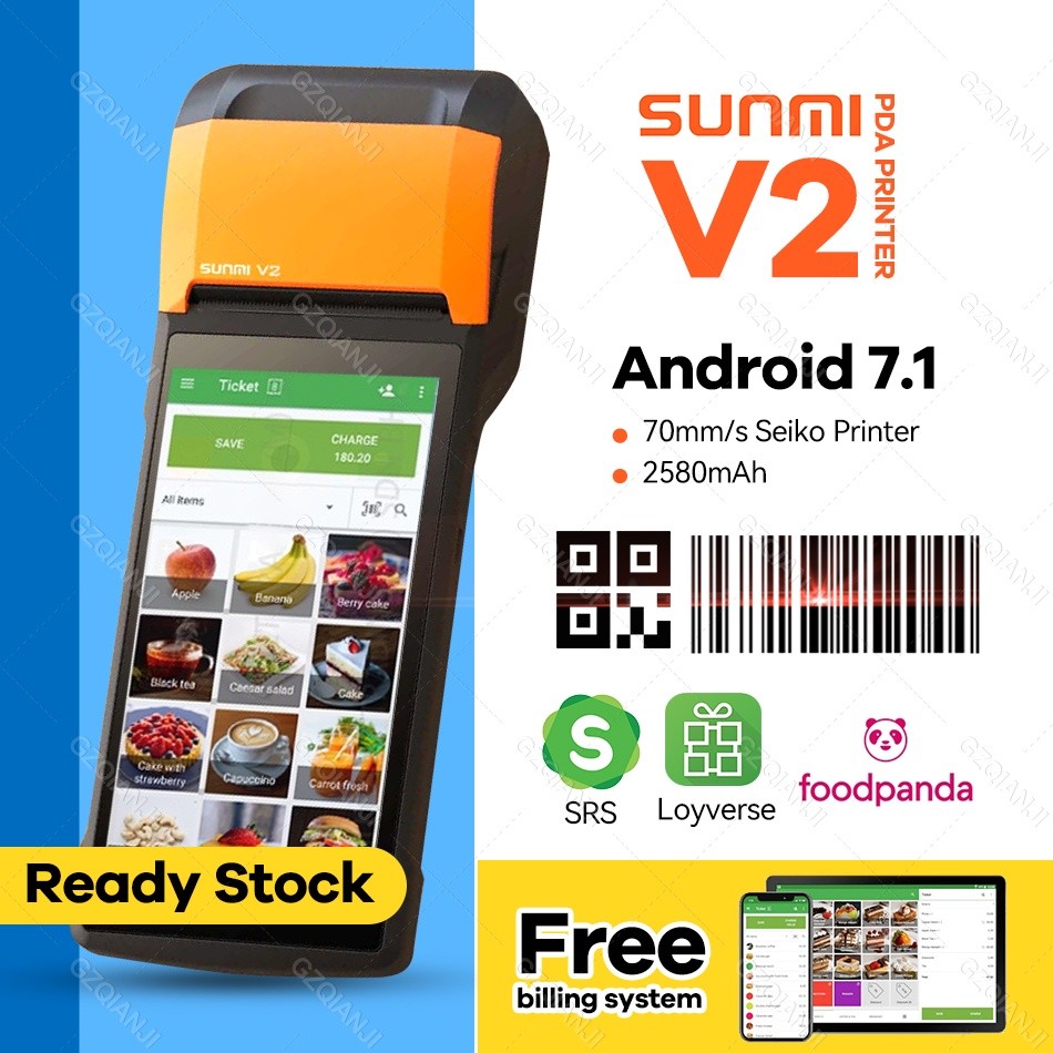 Sunmi V2 Handheld Receipt Printer Cashier POS System Mesin Resit Topup ...