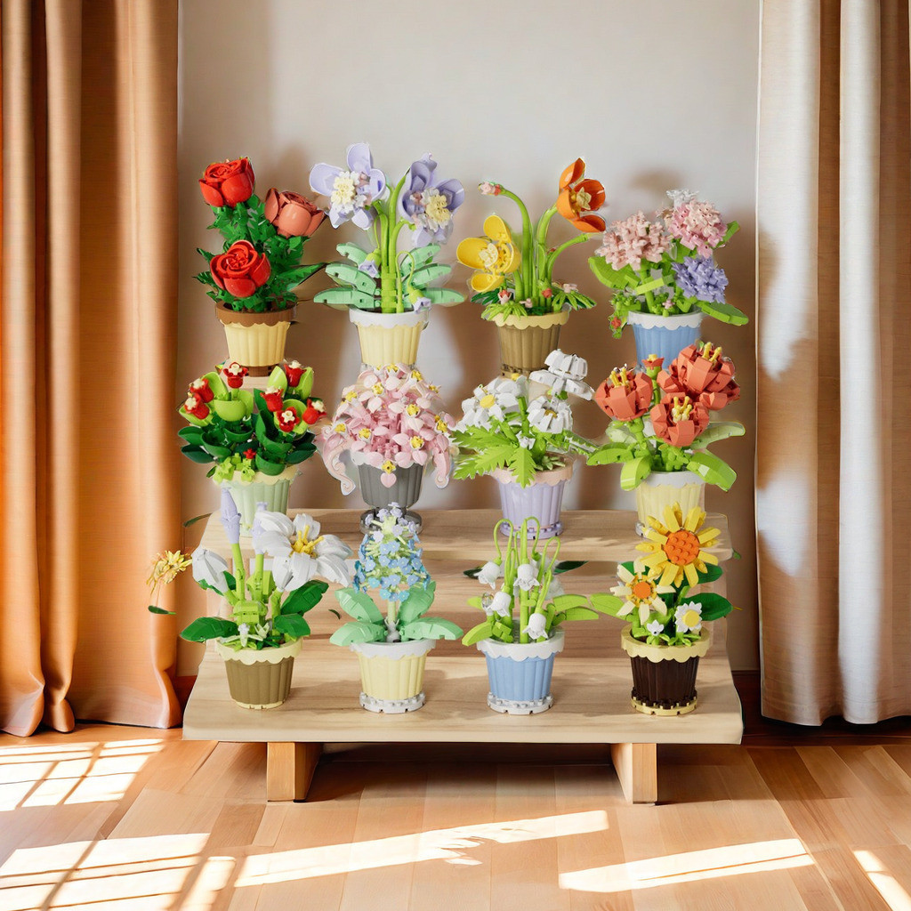 Building Blocks Preserved Flowers Potted Building Blocks Roses ...