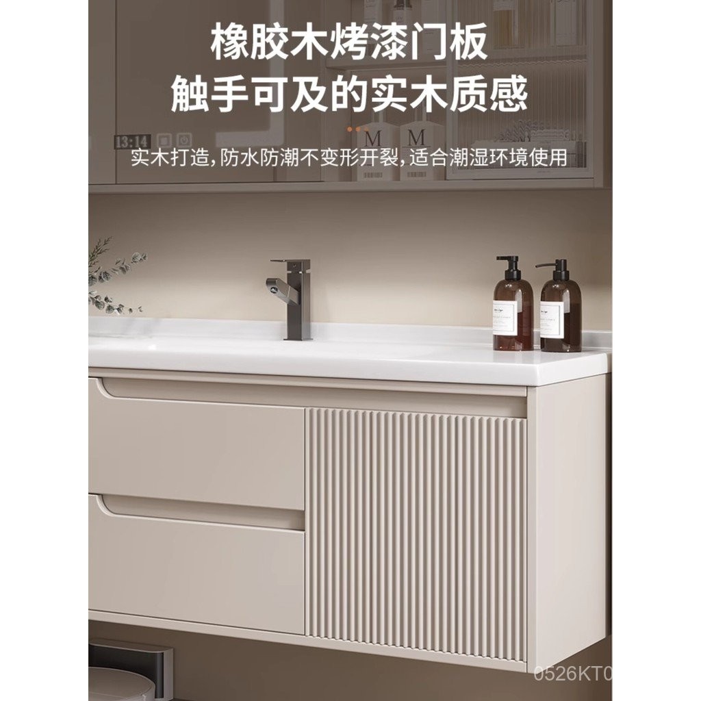 Light Style French Hand Wash Solid Wood Ceramic Bathroom Cabinet A8L ...