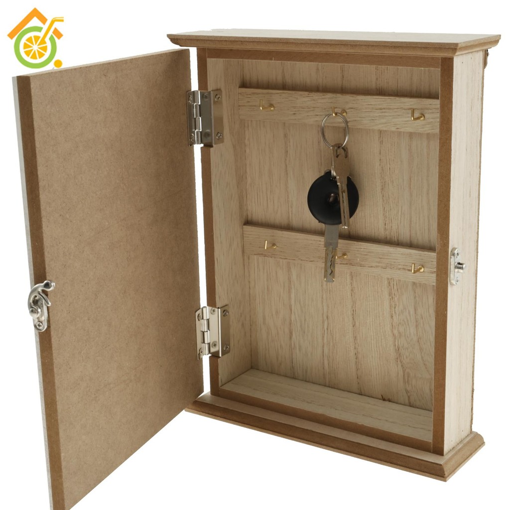 Wood Key Box Holder Wall Mount Wood Key Cabinet Wood Wall Key Box for ...