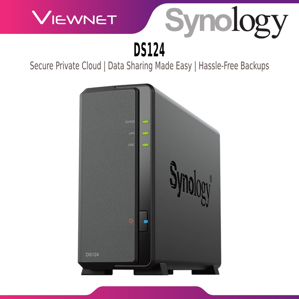 SYNOLOGY DS124 NAS DISKSTATION 1-BAY NAS 2-CORE PROCEESOR | IDEAL DATA BACKUP HOME CLOUD STORAGE ...