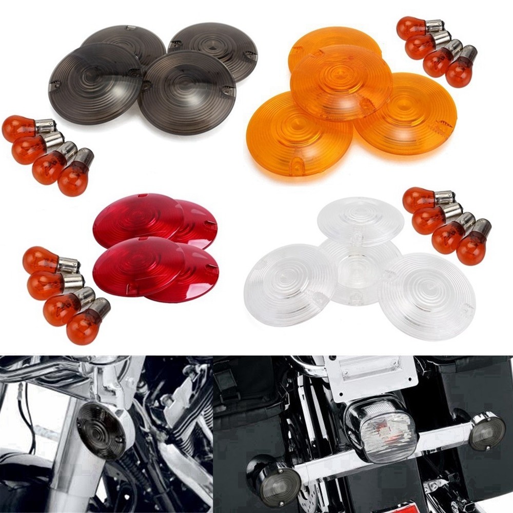 Motorcycle 3 1/4" Flat Style Light Front Rear Turn Signal Lens Covers ...