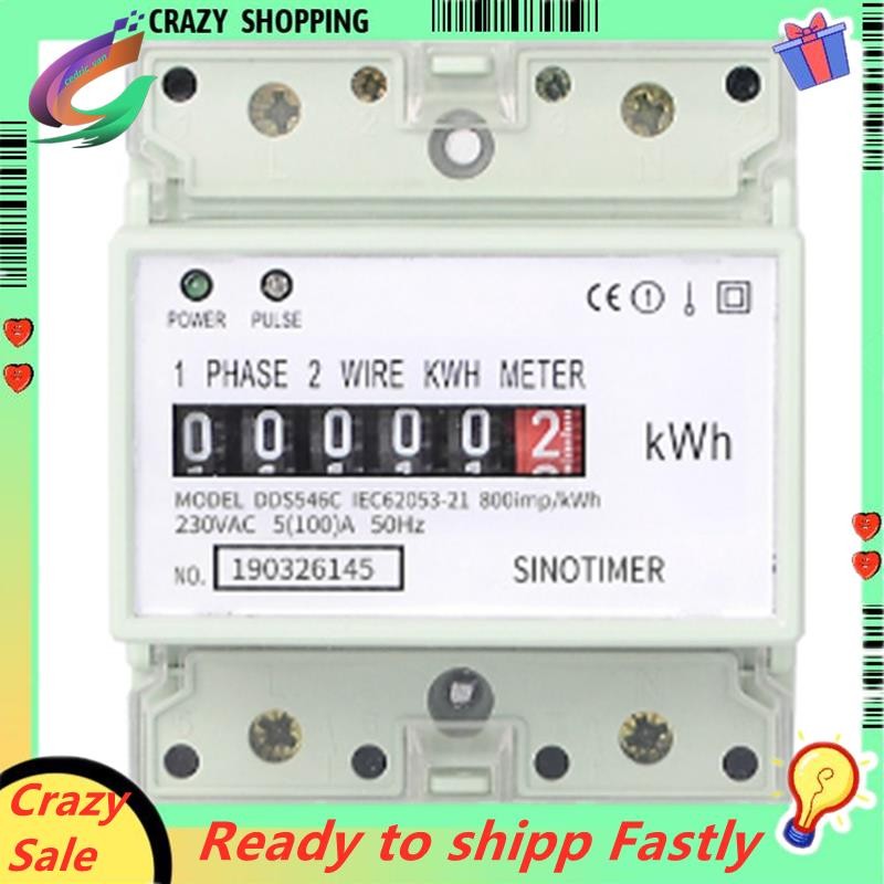 1 Piece Electric Single Phase Two Wire Energy Meter KWh Counter AC 220V ...