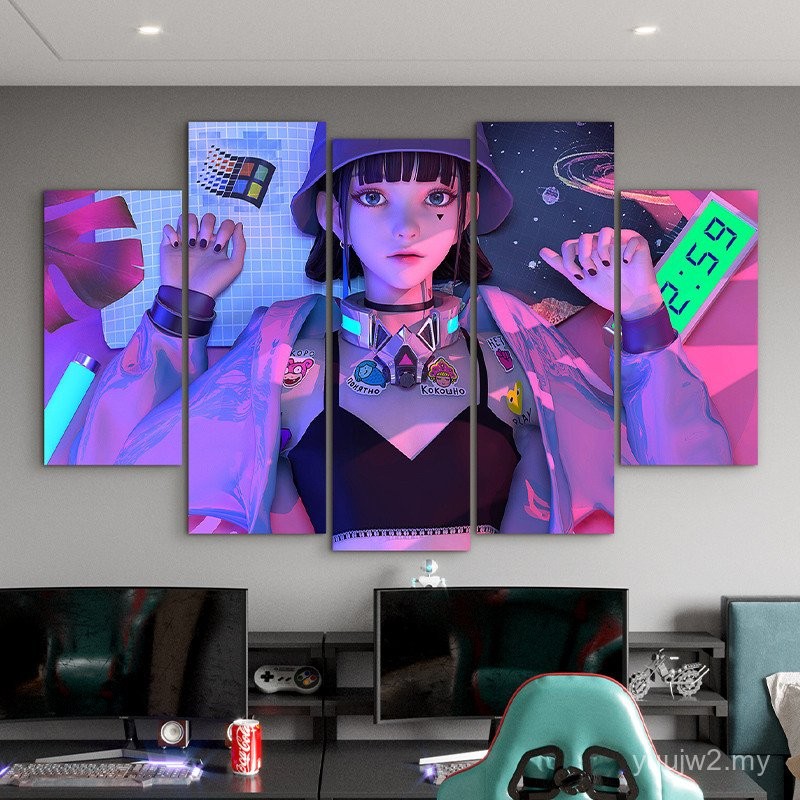Cyberpunk 2027 Anime E-sukan Lukisan Hiasan Bilik Poster Anime Ruang ...