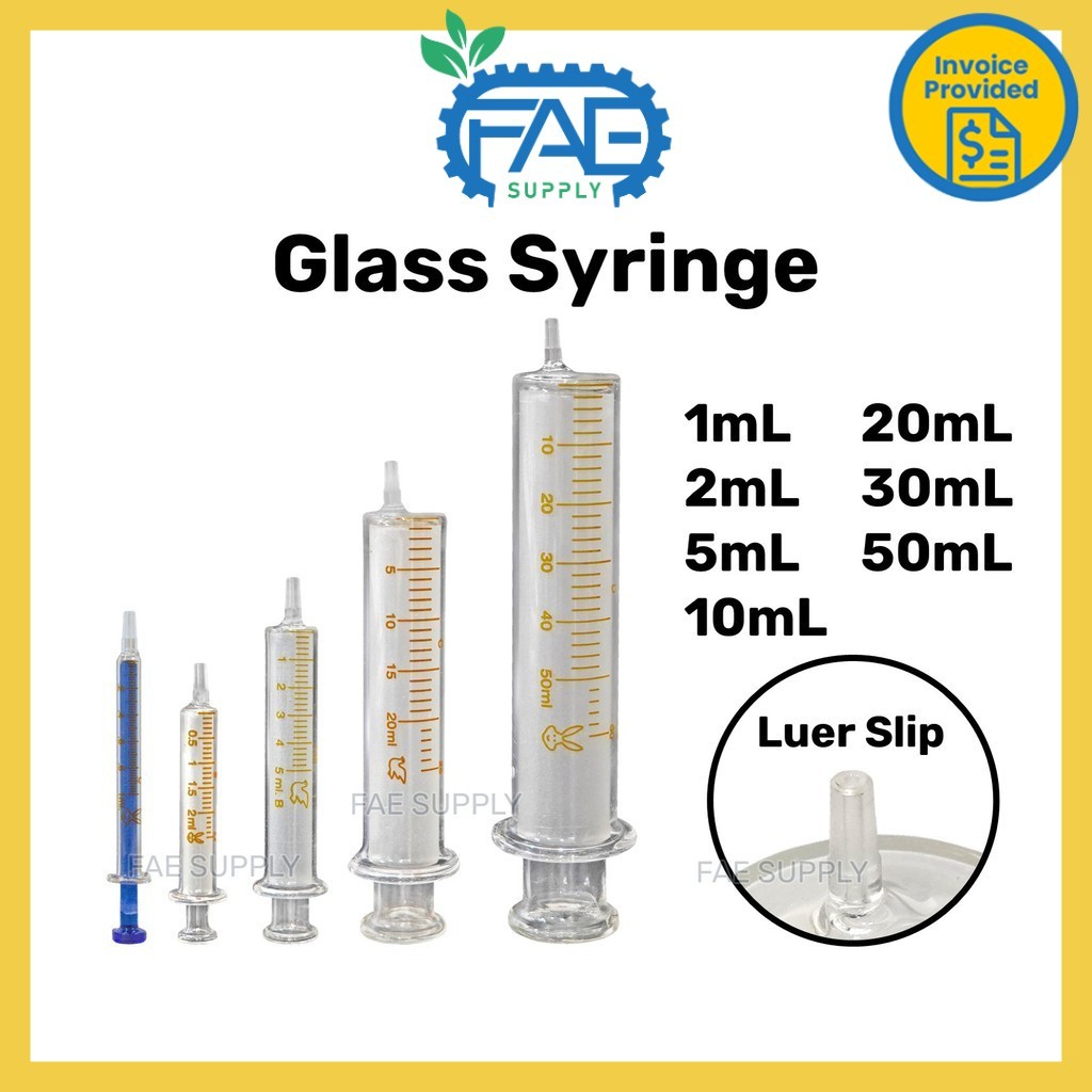 Picagari Kaca Glass Syringe Luer Slip 1 2 5 10 20 30 50 60 ml cc 玻璃注射器 | Shopee Malaysia