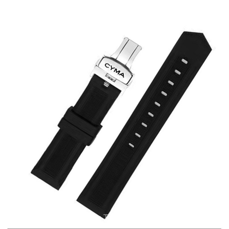 CYMA Watch Strap 16-26mm - Soft Silicone Band with Butterfly Clasp ...