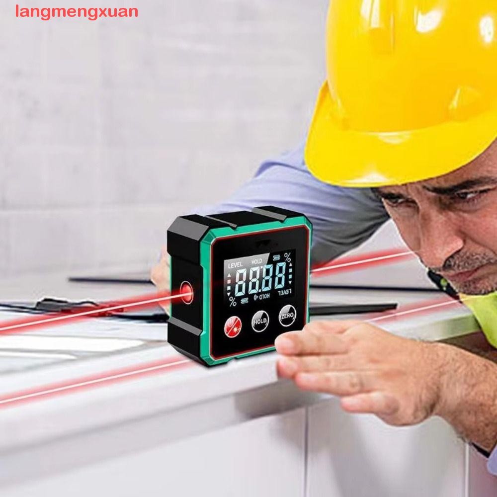 LANGMENGXUAN Digital Angle Gauge, Magnetic Laser Gauge Magnetic Protractor, Slope Measurement 0 ...