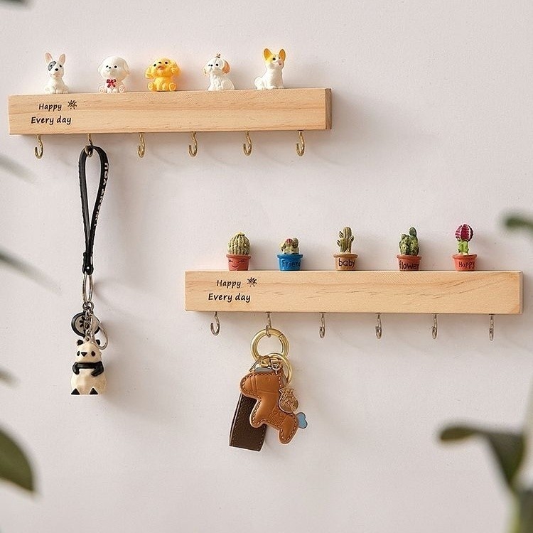Creative Key Holder › Entrance Wall-Mounted Key ins Storage Solid Wood ...
