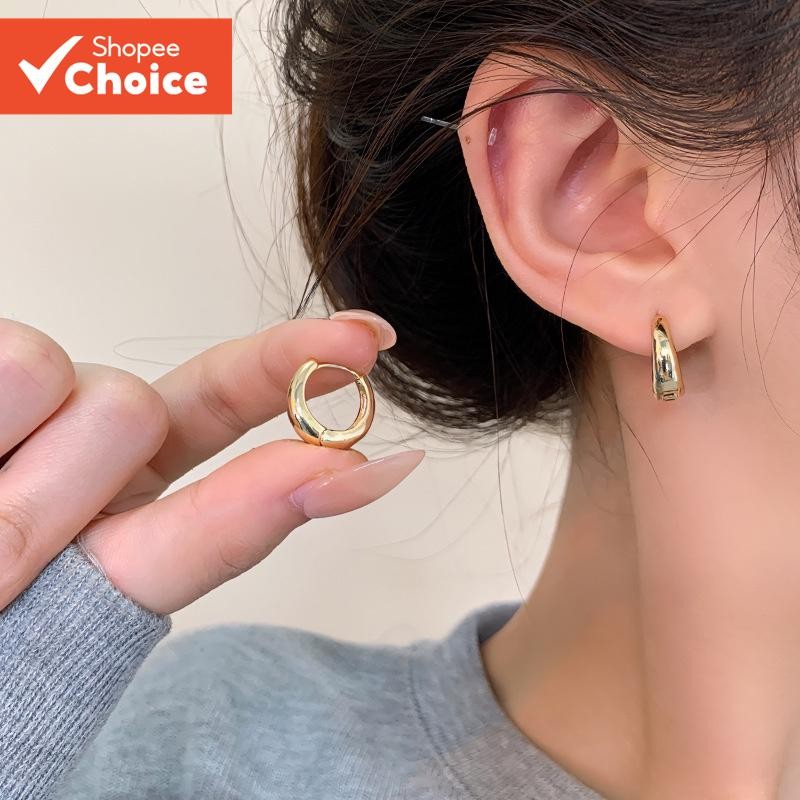 Korean Fashion Plain Circle Earrings Elegant Simple Ear Studs Jewelry Accessories for Women ...