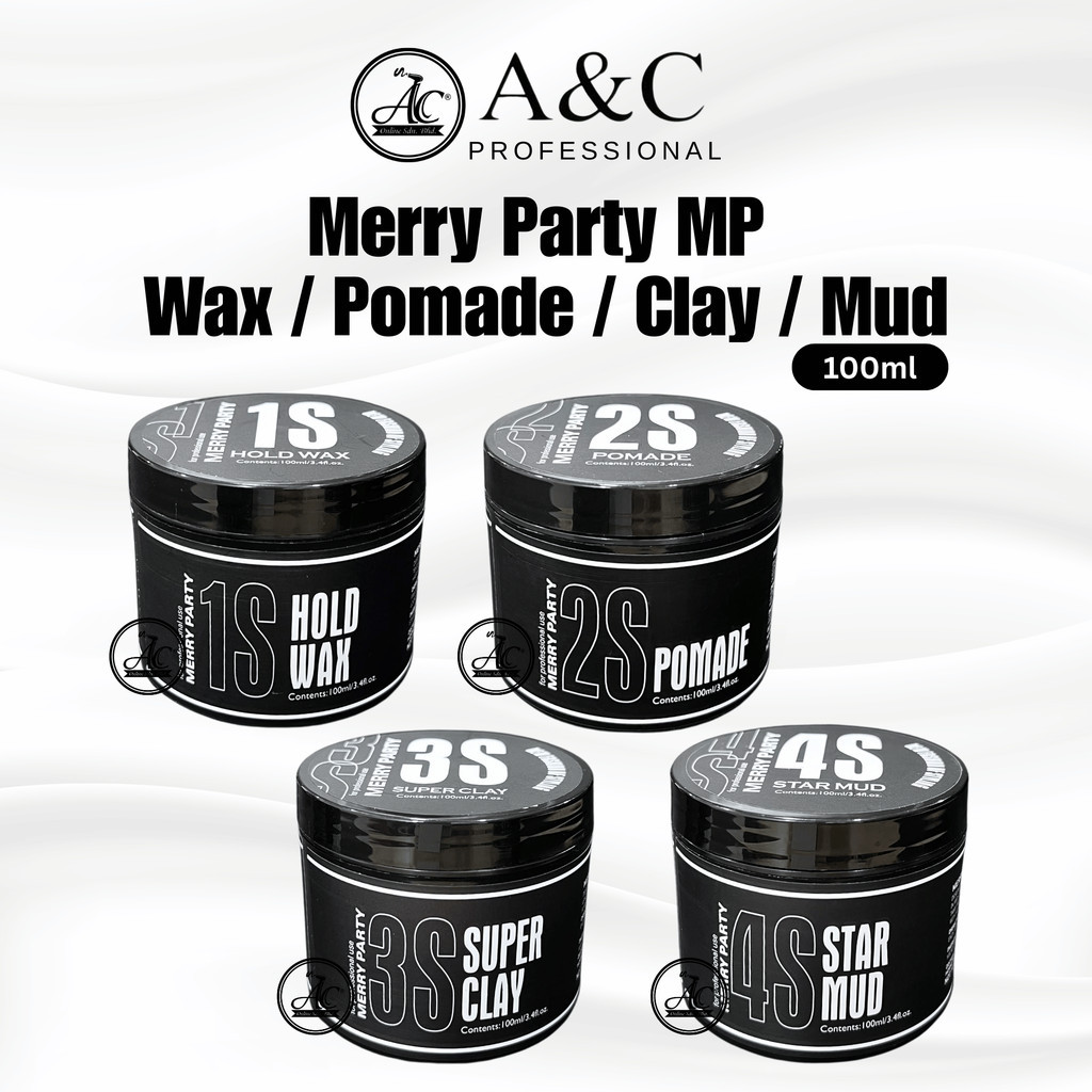 Merry Party MP 1S Hold Wax / 2S Pomade / 3S Super Clay / 4S Star Mud ...