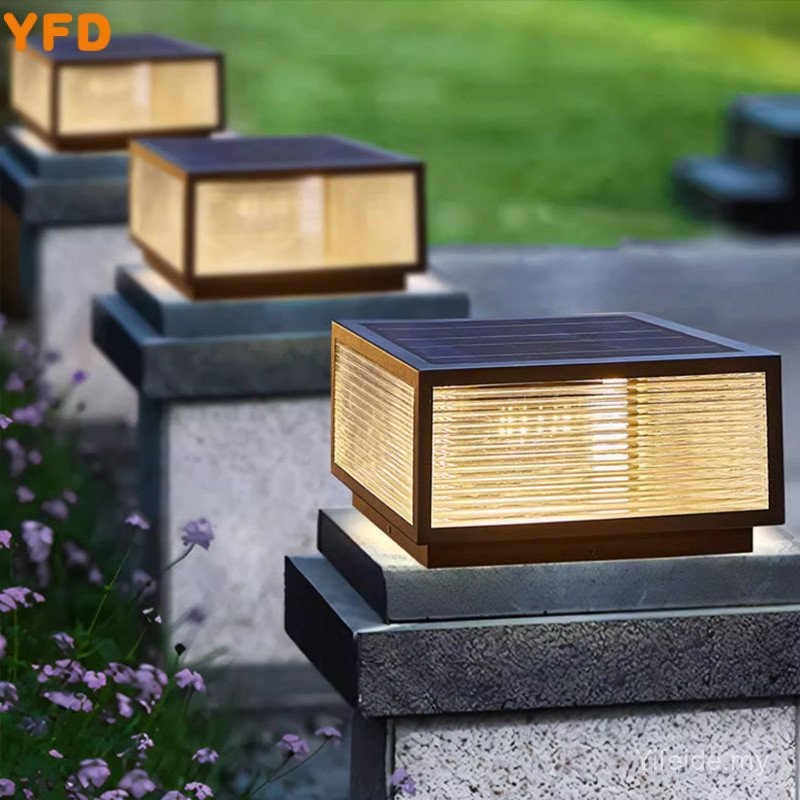 YFD Solar Post Headlight Outdoor Waterproof High Power Garden Light ...