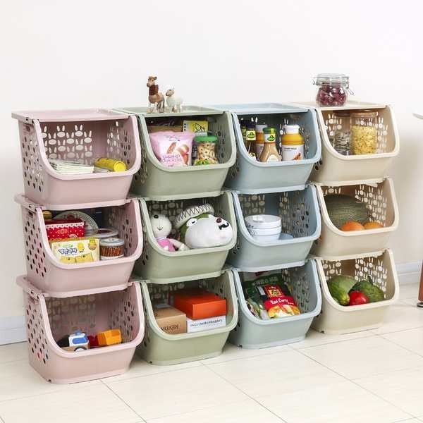 organizer rack rak plastik bertingkat Bakul Penyimpanan Buah dan ...