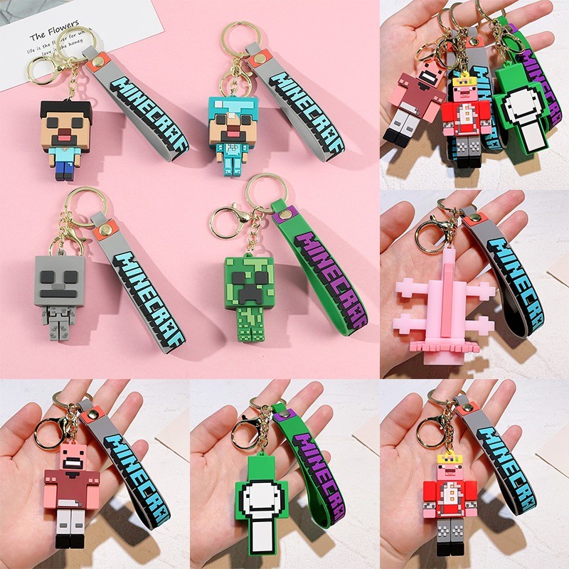 Minecraft Steve Notch Skeleton Keychain Creeper Axolotl Model Game ...