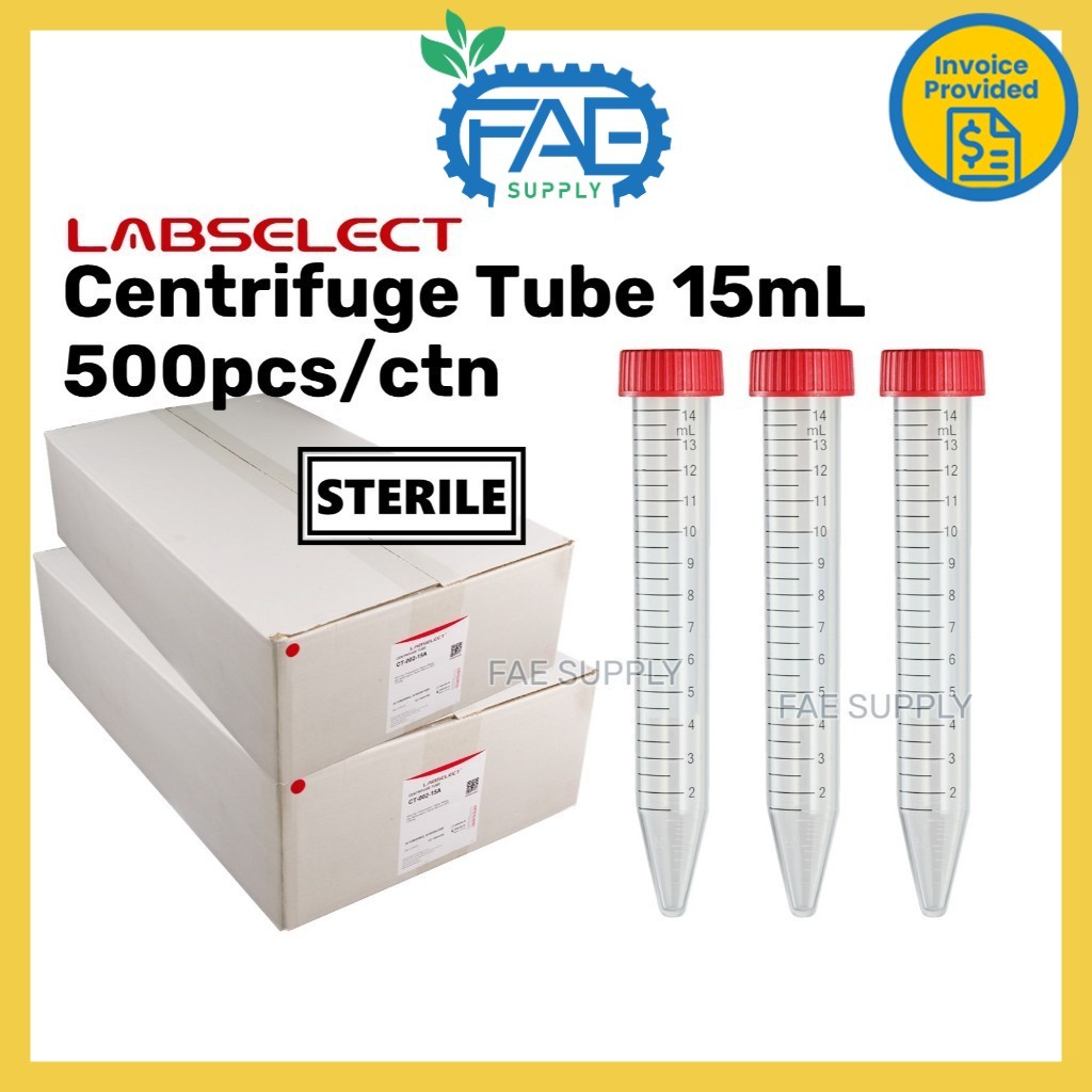 Centrifuge Tube Falcon Tube 15mL LABSELECT Sterile Bulk 500pcs/box ...