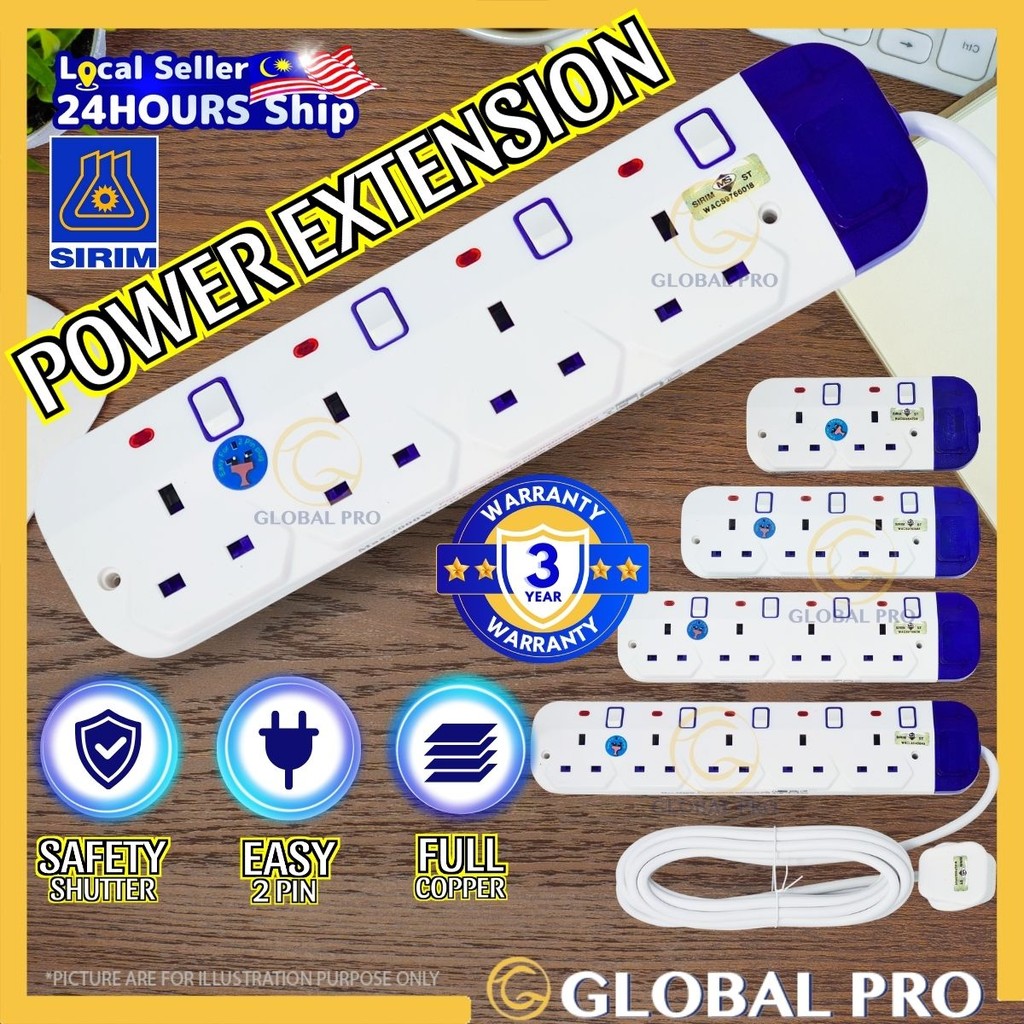 𝐆𝐋𝐎𝐁𝐀𝐋 𝐏𝐑𝐎 Extension Wayar Soket Plug Socket Trailing Socket Plug ...