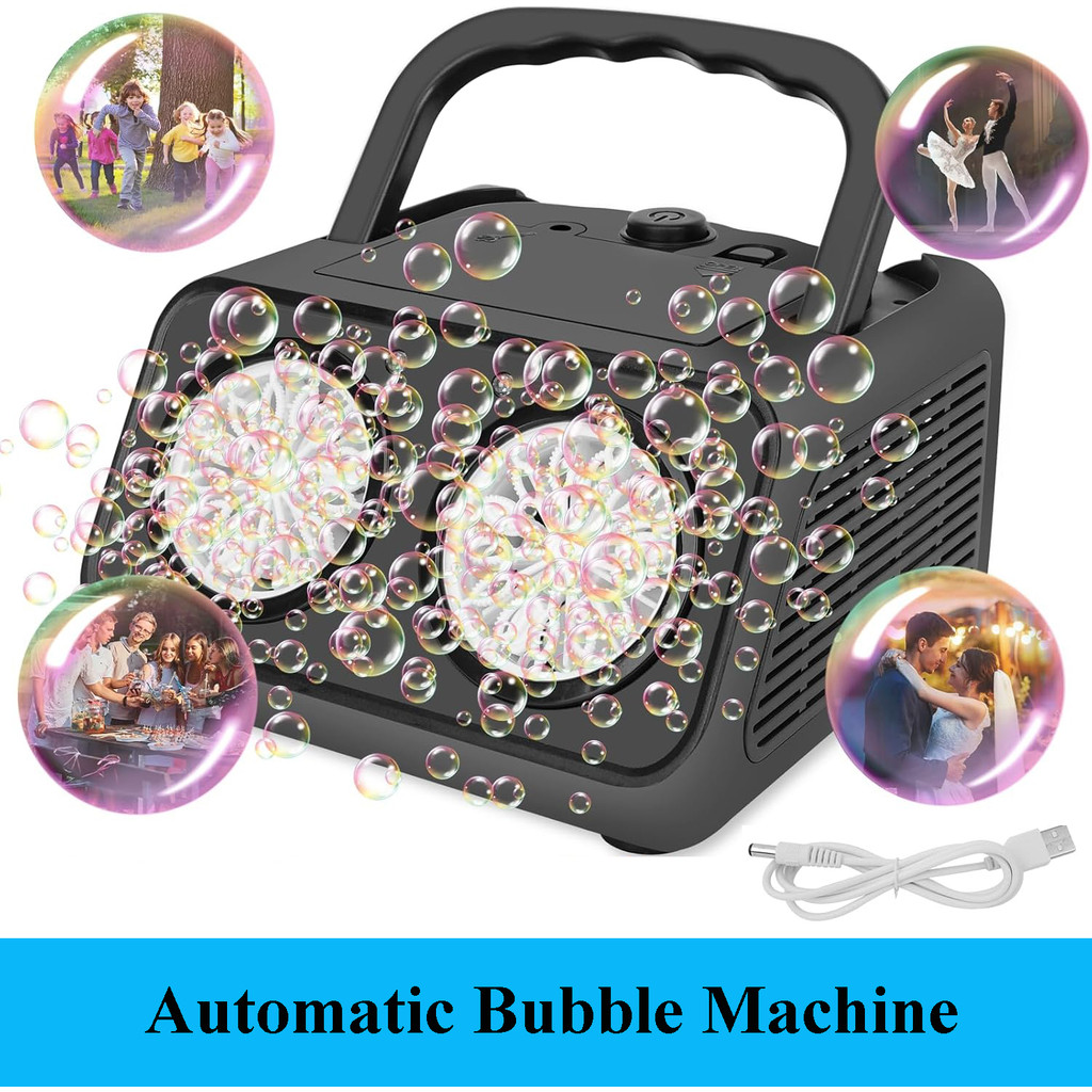 Automatic Bubble Machine Upgrade 26 Hole Bubble Blower with 2 Fans Kids ...