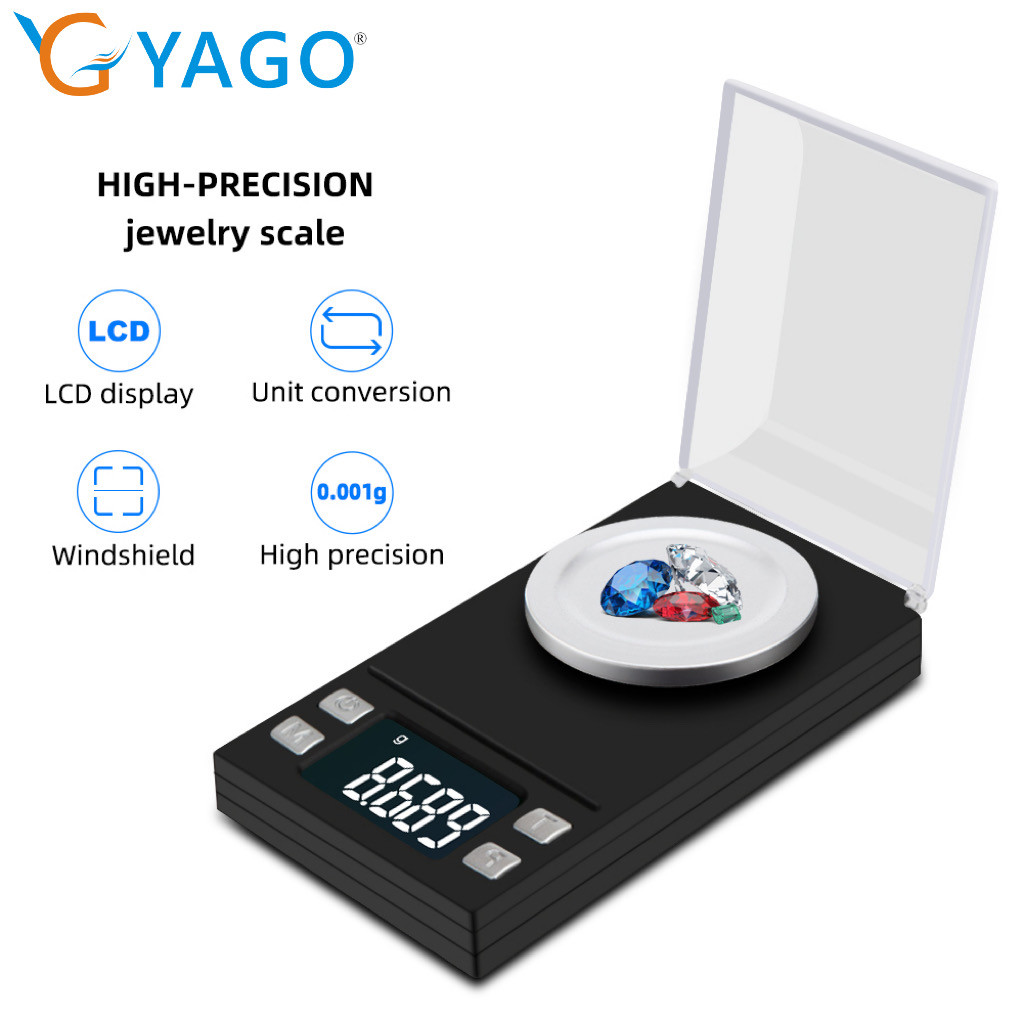 YAGO Electronic Scales 0.001g 100g/50g/20g/10g LCD Digital Scale Jewelry Medicinal Herbs ...