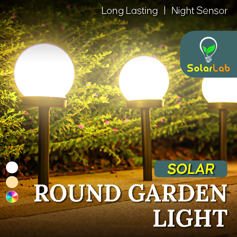 Solar Panel LED Round Ball Light Outdoor Waterproof Pathway Garden Lamp ...