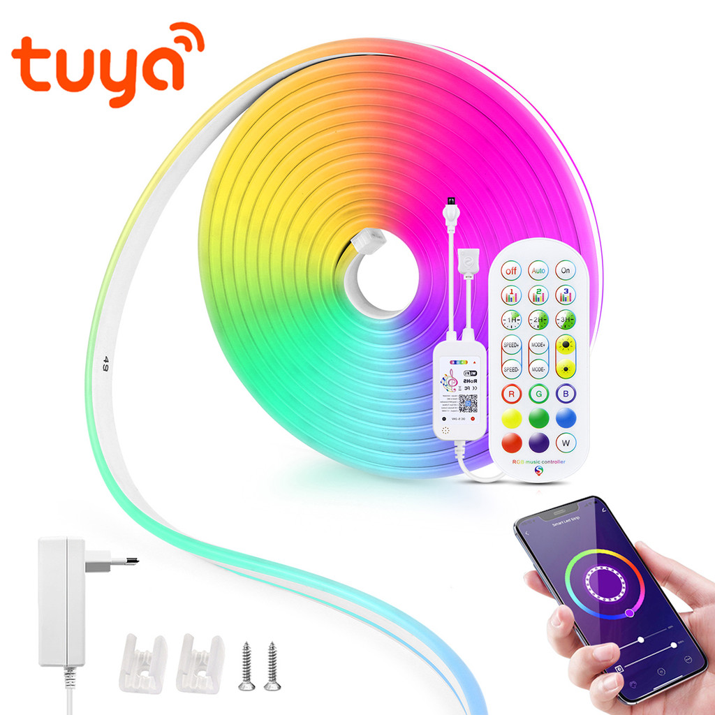 Lampu Neon Jalur LED 12V Tuya Kehidupan Pintar WiFi Bluetooth RGB ...