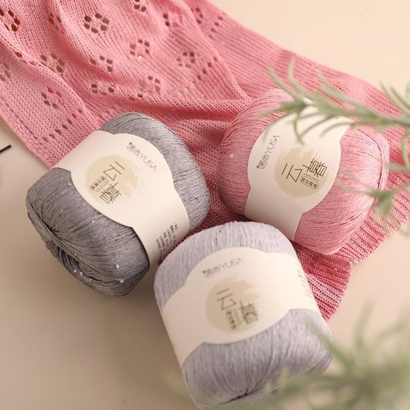 50g/Roll Linen Summer Lace Thread Hollowed with Laser Sequins Yarn ...