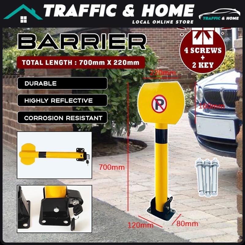 Lockable Parking Barrier Pole With NO Parking Board Car Parking Bollard ...