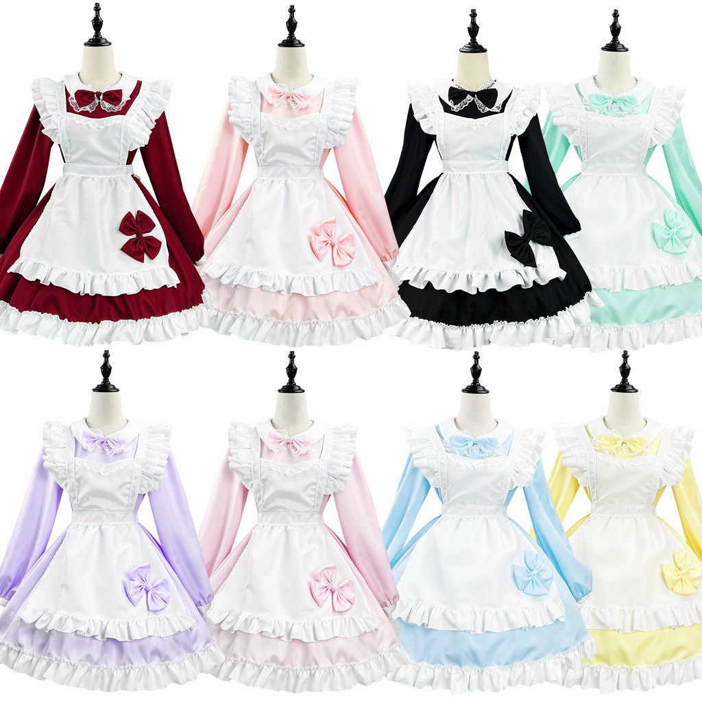 Original Super Cute Japanese Black White Maid Costume Cross-Border Long ...