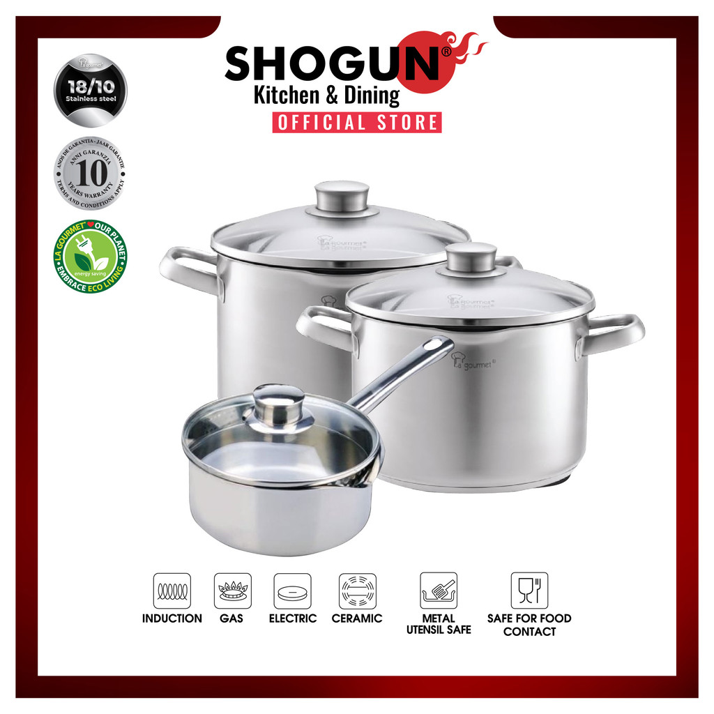 La gourmet Cook & Pour 3pcs Set Stainless Steel (IH) | Shopee Malaysia