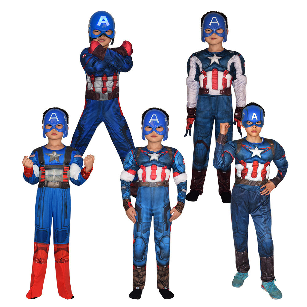 Halloween Captain America Conjoined Muscle Children Costume cosplay ...