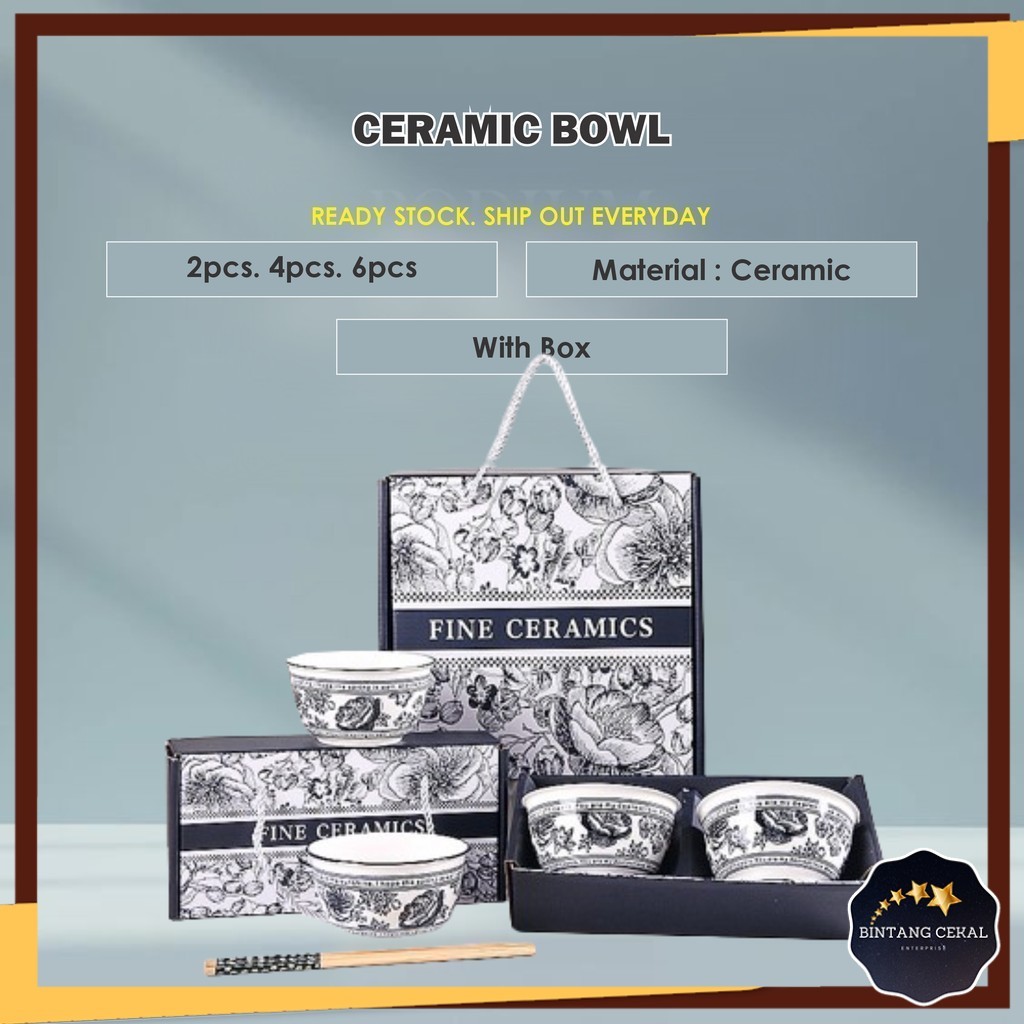 BC Quality Nordic Style Set Ceramic Bowl With Chopstick Rose Design ...