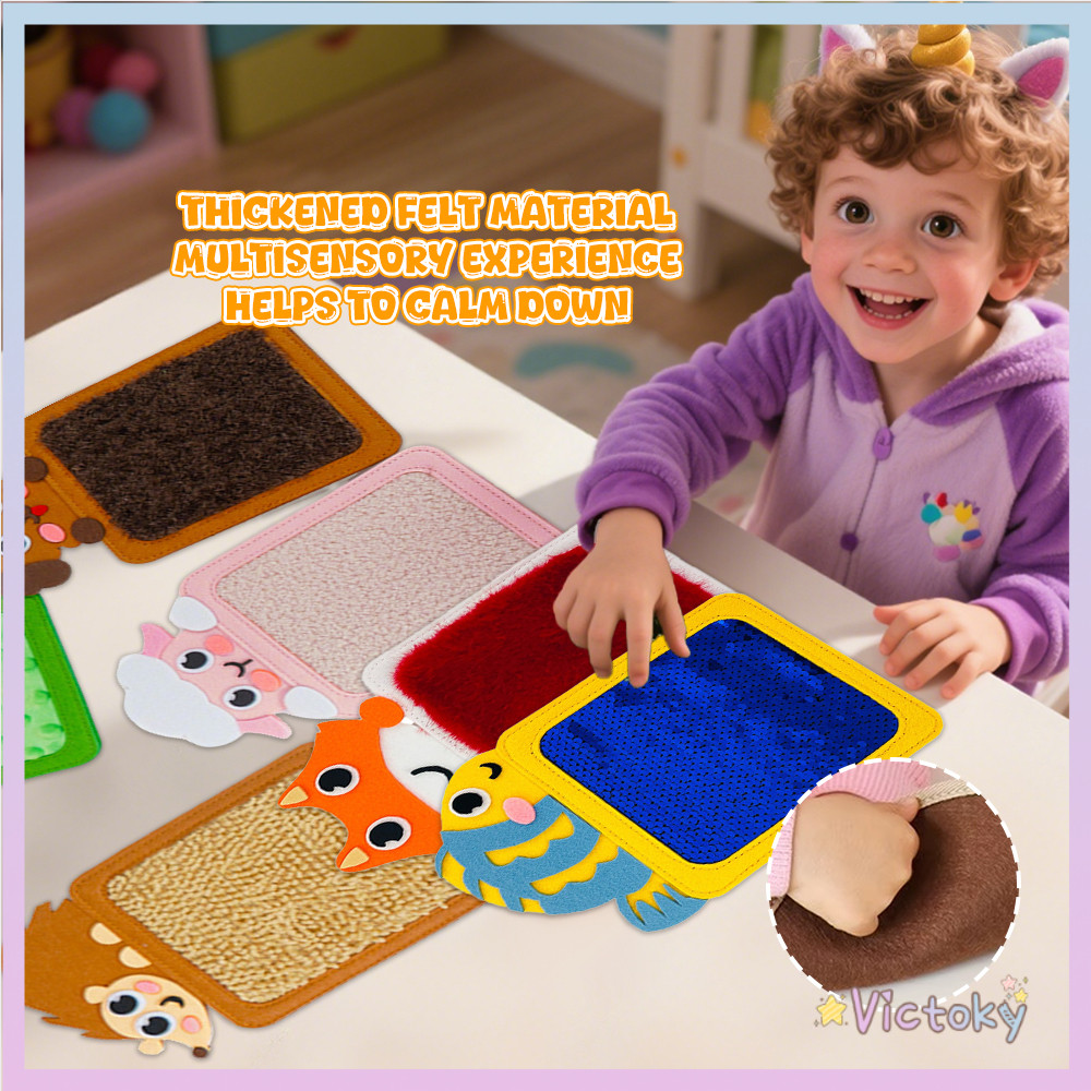 Victoky Sensory Animal Tactiles Mat Developmental Mini Mat Felt ...