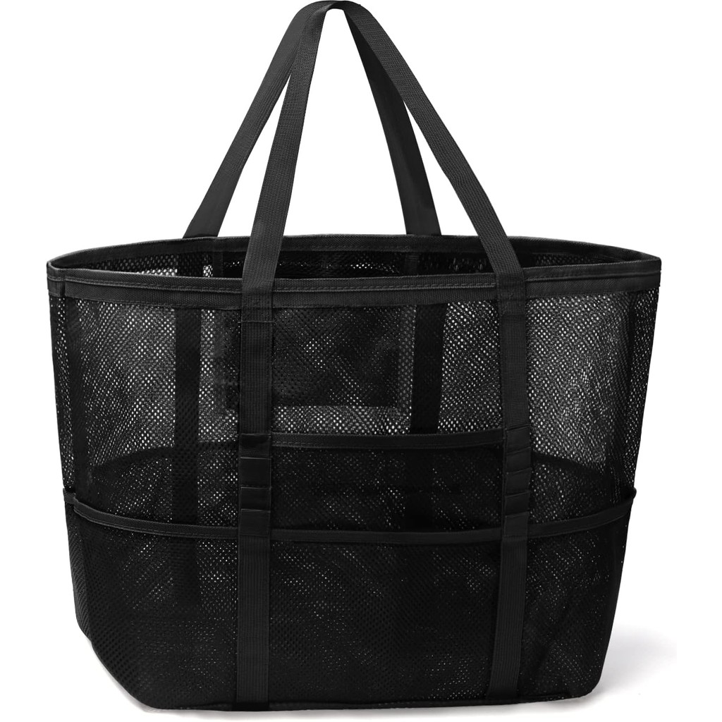 Mesh Beach Bag, Large Beach Bag Swimming Bag Foldable Mesh Tote for ...