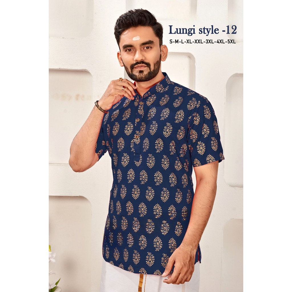Jippa Kurta Latest Men’s Collection Gold Printed Men Shirts | Shopee ...
