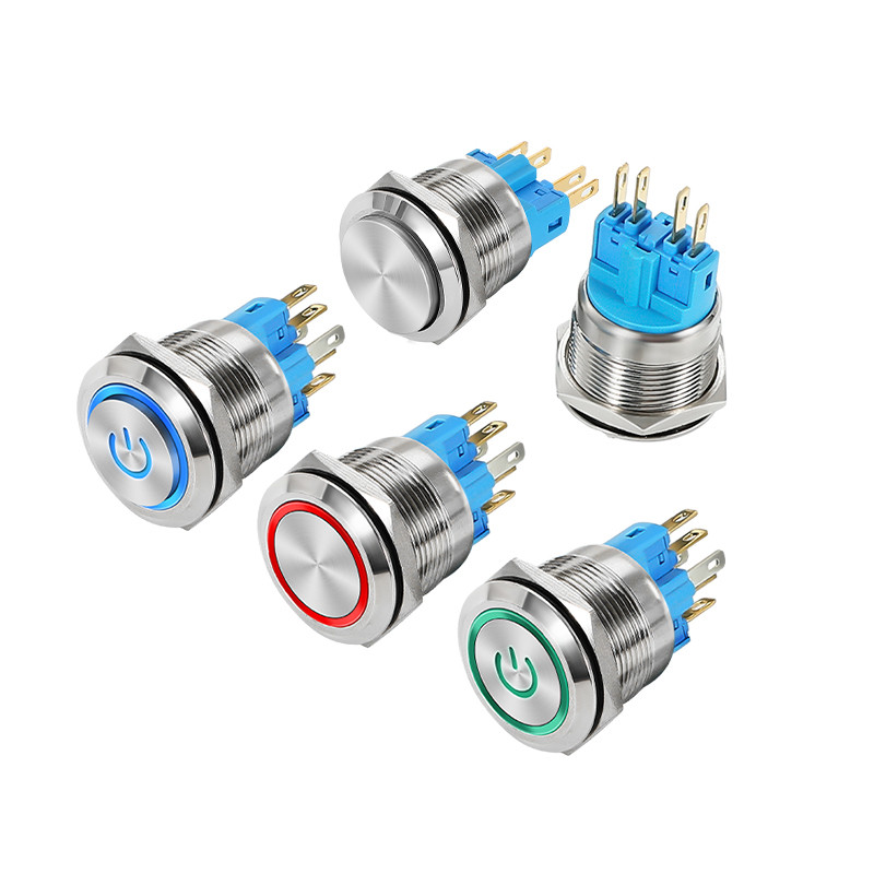 22mm Silver Shell LED Push Button Switch IP66 Waterproof with 1NO Wire ...