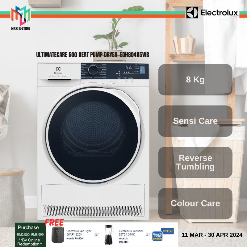 Electrolux EDH804H5WB/EDH803Q7WB UltimateCare Heat Pump Dryer 500/700 ...