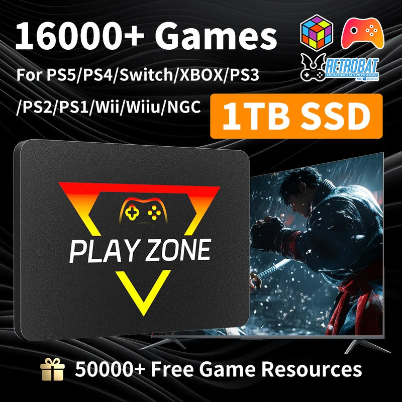 1TB Retro Gaming SSD Launchbox&Playnite&Retrobat OS Game Console with ...