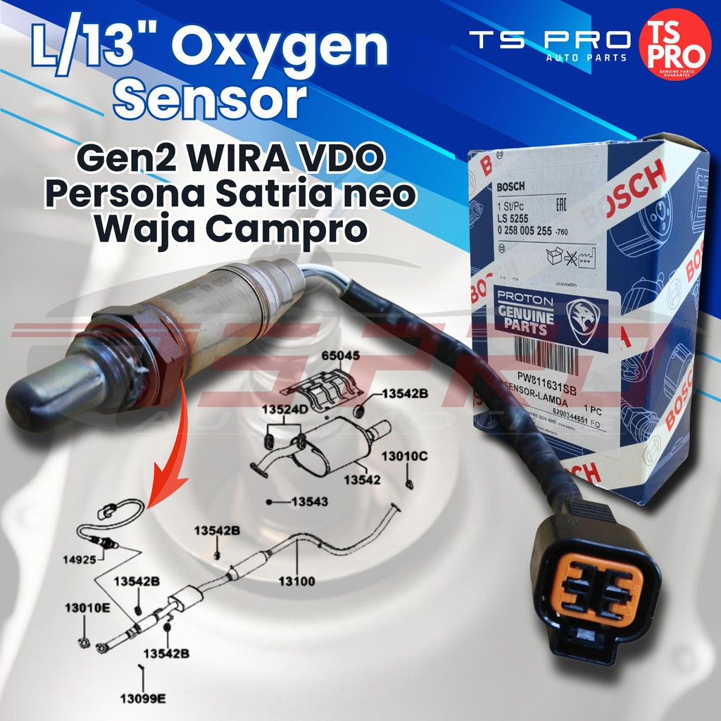 Proton Gen2 WIRA VDO Persona Satria neo Waja Campro Genuine L/13" Oxygen Sensor O2 Exhaust Ekzos ...